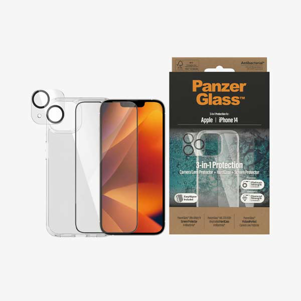 PanzerGlass iPhone 14 6.1" Bundle ( UWF Screen + Case + Camera Lense ...