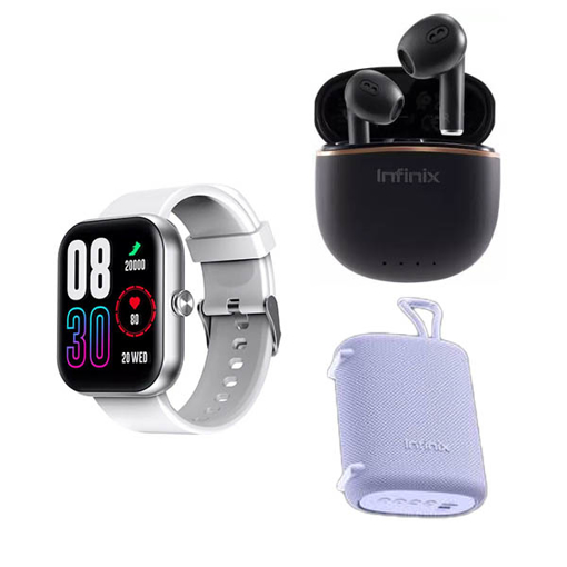 Infinix Bundle ( WATCH XW1 SILVER + Soundbox XS01 PURPLE + XE23 Black ...