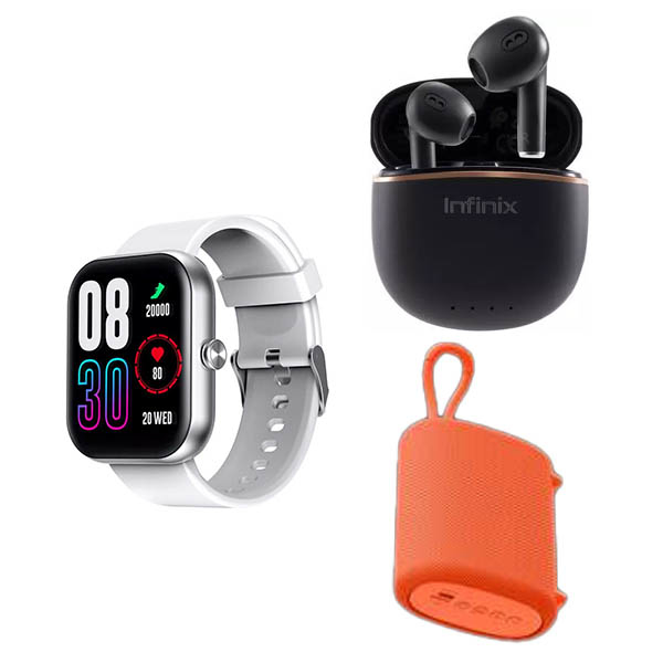 Infinix Bundle ( WATCH XW1 SILVER + Soundbox XS01 ORANGE + XE23 Black ...