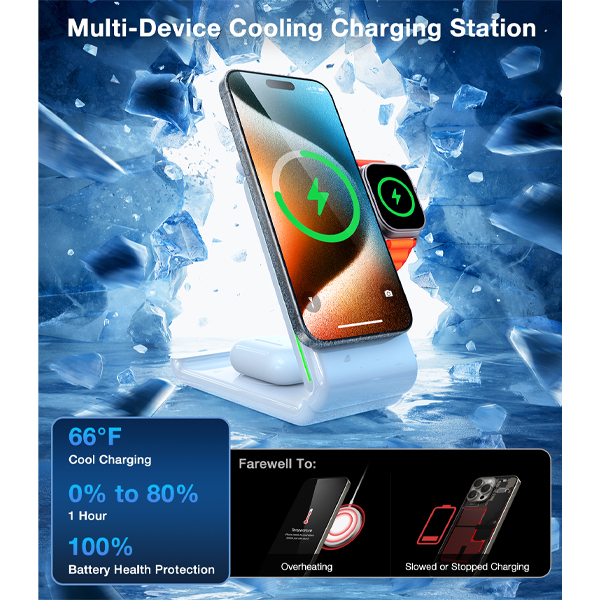 Torras 3-in-1 Wireless Charger White. HADDAD | الحداد