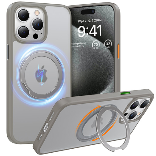 Torras iPhone 15 Pro Max UPRO Ostand Pro Case Grey. HADDAD | الحداد
