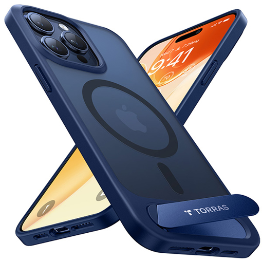 Torras iPhone 15 Pro Max UPRO Pstand Case Navy Blue. HADDAD | الحداد